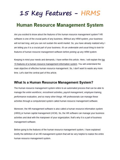Aios Hrms Key Features Pdf Human Resources Human Resource Management