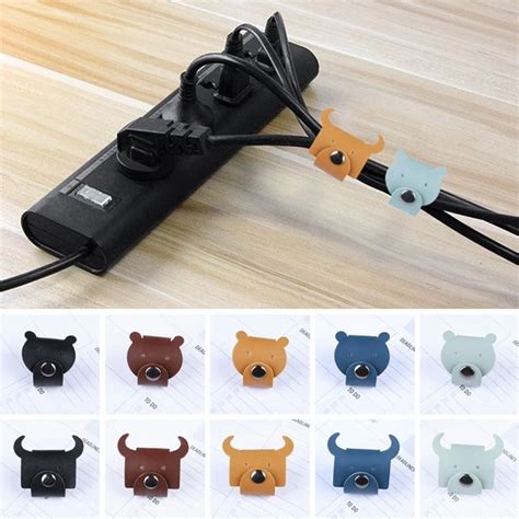 Mini Cable Management Leather Winder Tie Cute Cord Organizer Desktop