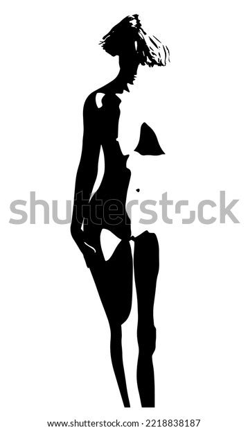 Stylized Vector Illustration Beautiful Naked Female Stock Vector Royalty Free