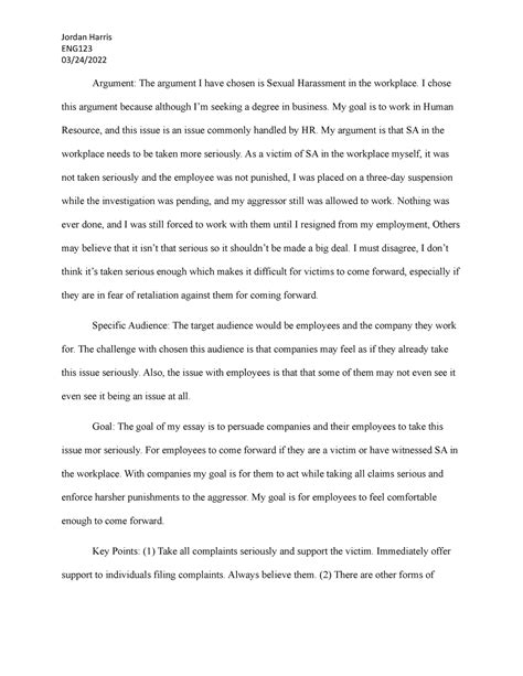 ENG123 Project ONE Jordan HarrisENG 03 24 Argument The Argument I Have Chosen Is Sexual