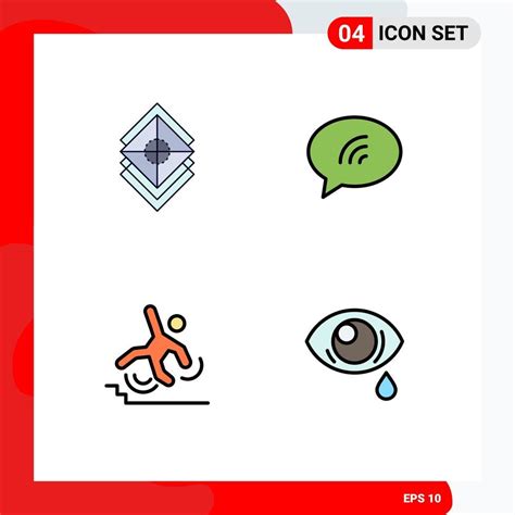 Filledline Flat Color Pack Of 4 Universal Symbols Of Arrange Business Stack Chat Failed Editable