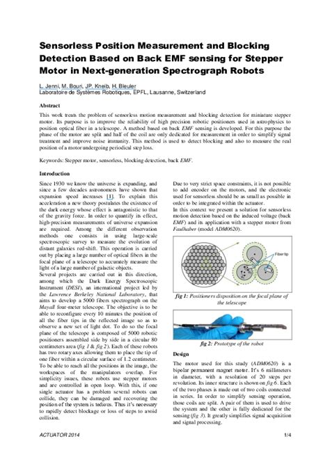 Pdf Sensorless Position Measurement And Blocking Detection Based On Back Emf Sensing For