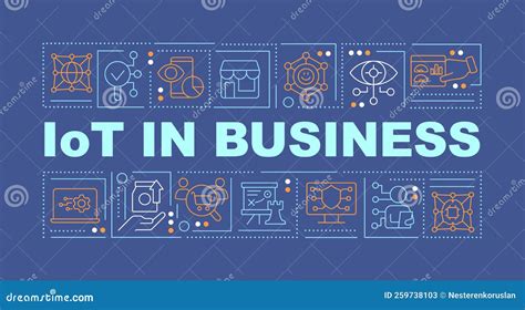 Iot In Business Word Concepts Dark Blue Banner Stock Vector