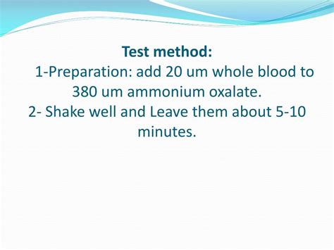 Reference Method For Manual Platelet Count