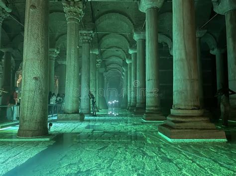 Basilica Cistern With Red Ambient Lights Aka Yerebatan Sarnici