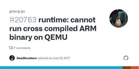 Runtime Cannot Run Cross Compiled ARM Binary On QEMU Issue Golang Go GitHub