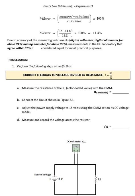 Solved OHM S LAW RELATIONSHIP EXPERIMENT NO 3 OBJECTIVES Chegg Com