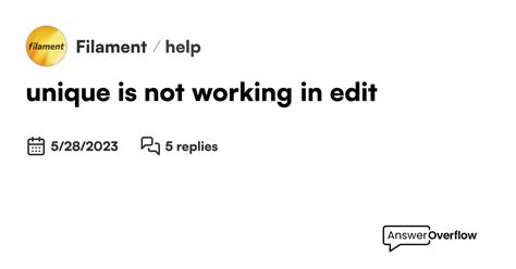 Unique Is Not Working In Edit Filament