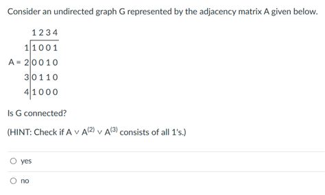 solved consider an undirected graph g represented by the