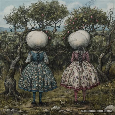 ai创作图欧风儿童插画 果场人物绘画 两小无猜插画 抱树包的女孩 摘刺梨的小女孩插画 超现实主义图片 大树下的孩童 手绘座在苹果上的姑娘 童话