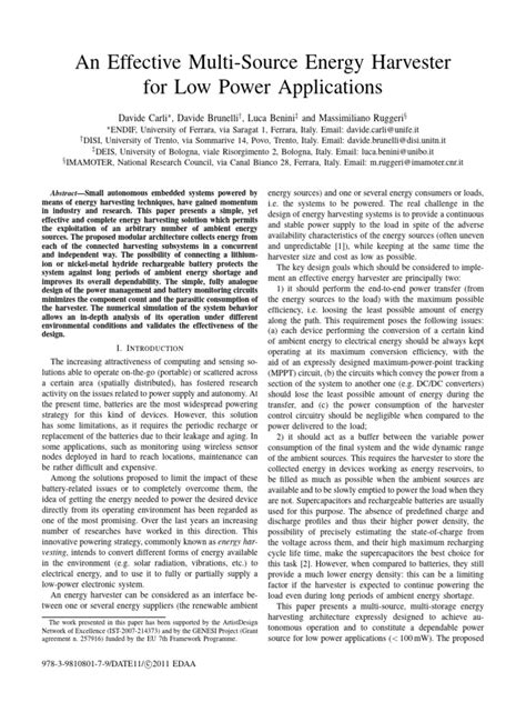 An Effective Multi Source Energy Harvester For Low Power Applications Pdf Rechargeable