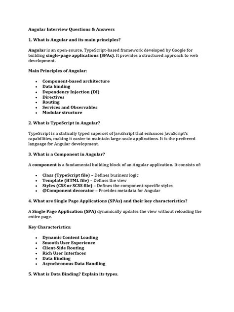 Angular Interview Questions Pdf Computer Engineering Computer Science