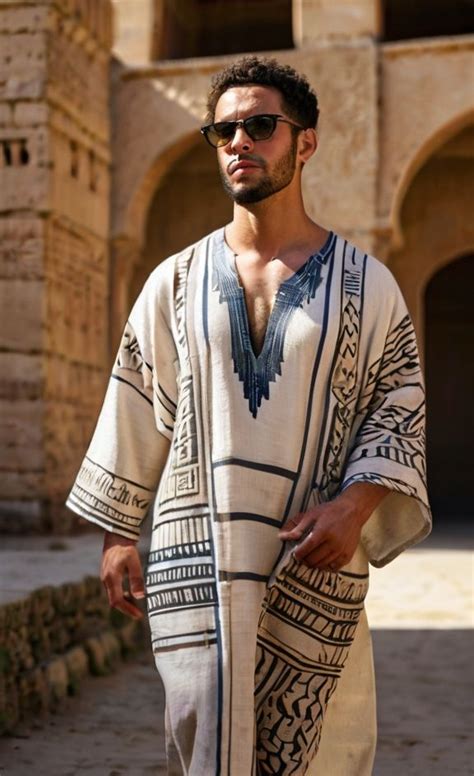 Egyptian Look Kaftan With Patterns Mens Clothing Styles Kaftan