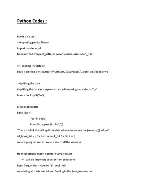 Python Codes Arules Pdf Comma Separated Values Computer Programming