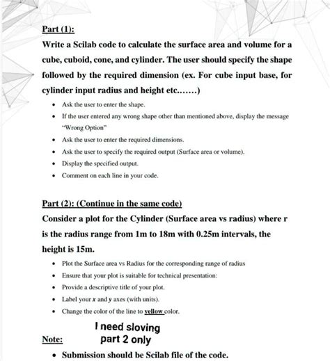 Solved Part 1 Write A Scilab Code To Calculate The Surface Area And