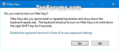 Turn On Or Off Filter Keys In Windows 10 Tutorials