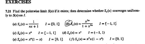 solved 21 find the pointwise limit s x if it exists then