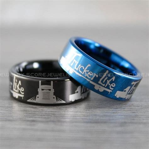 Truck Driver Ring Trucker Ring Black Tungsten Ring Trucker Jewelry