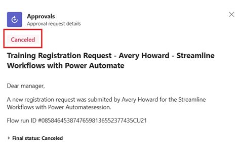 how to cancel power automate flow run linked to approval requests