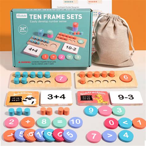 Wooden Ten Grid Array Number Sensing Teaching Tool For Kindergarten Addition And Subtraction
