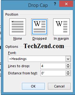 How To Insert Drop Cap In Word 2013 Documents