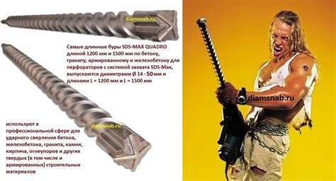 Буры SDS-MAX QUADRO L=1200 1500 2000 2500 мм по бетону, железобетону ...