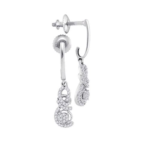 10k White Gold Round Diamond Cluster Dangle Screwback Earrings 15 Cttw