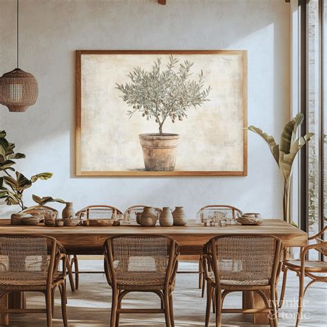 Vintage Olive Tree Print Neutral Kitchen Poster Christian Art Rustic