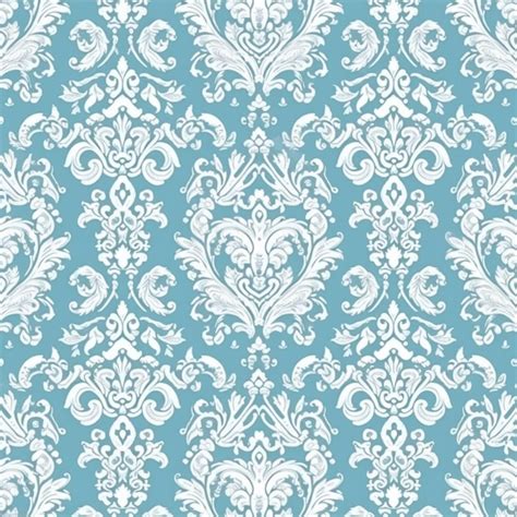 Premium Photo A Blue And White Damask With A White Swirl Pattern