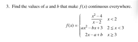 solved find the values of a and b ﻿that make f x
