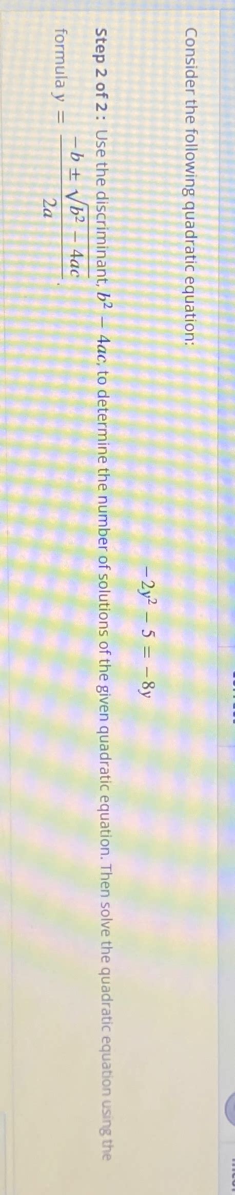 Solved Consider The Following Quadratic