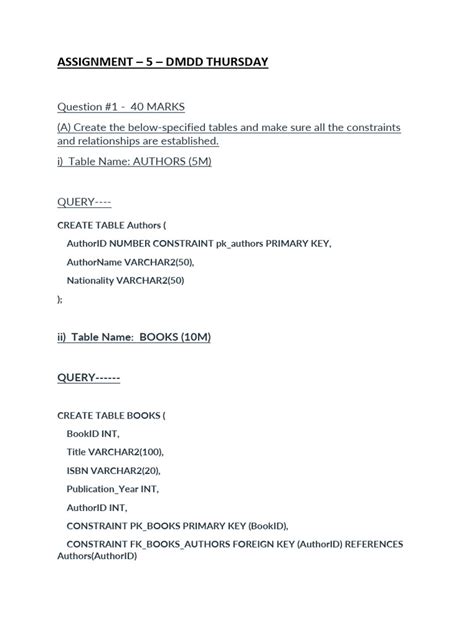 assignment 5 dmdd thursday pdf