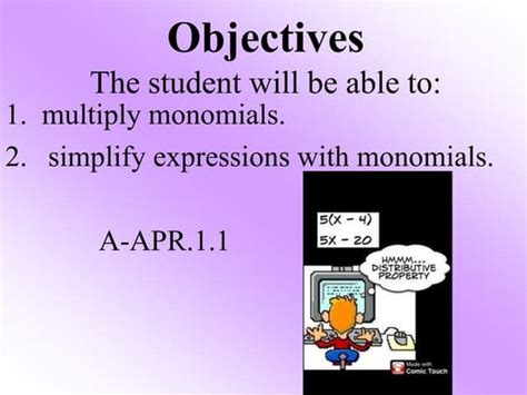 Multiplying And Dividing Monomials Module 1 Ppt