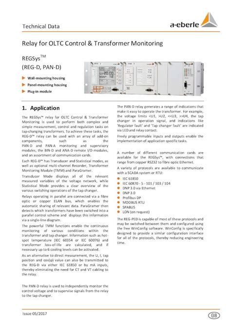 Pdf Relay For Oltc Control And Transformer Monitoring · Relay For Oltc