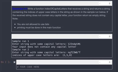 Solved Excercise It 3 Write A Function Indexofcapitalletters