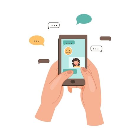 Premium Vector Hand Holding Phone Text Messaging And Chatting In App Using Internet Vector