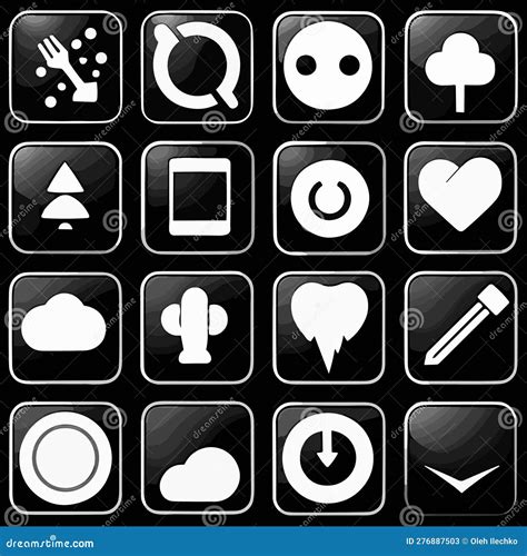 Set Of Mobile App Icons Black And White Vector User Interface Stock Image Image Of Flat