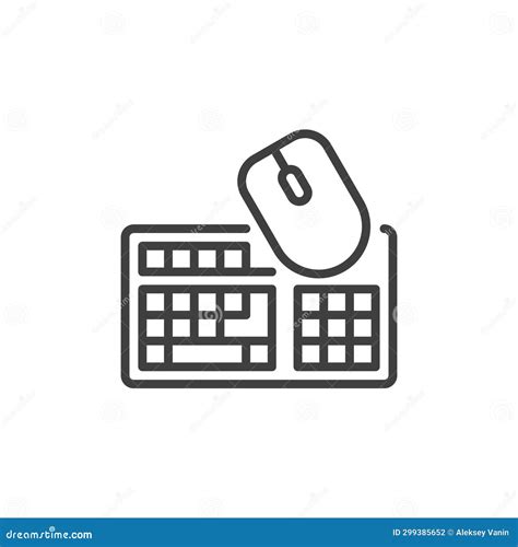 Computer Keyboard And Mouse Line Icon Stock Vector Illustration Of