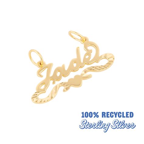 18ct Gold Plated Custom Script Heart Name Pendant