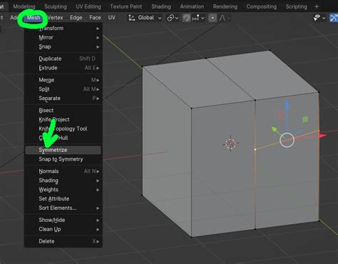 Edit Mode How To Mirror Knife Cuts On Existing Mesh Blender Stack