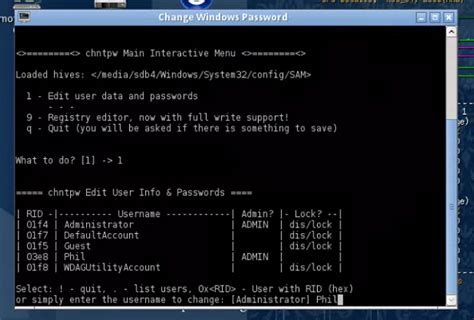 Tech Resetting Windows Password Editing Sam Database