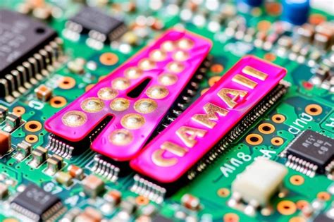ai microchip on colorful circuit board high tech innovation and