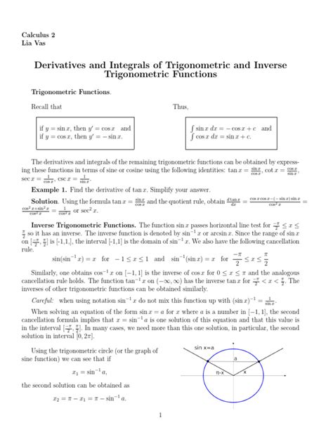 Trig Inverse Trig Pdf Trigonometric Functions Function Mathematics