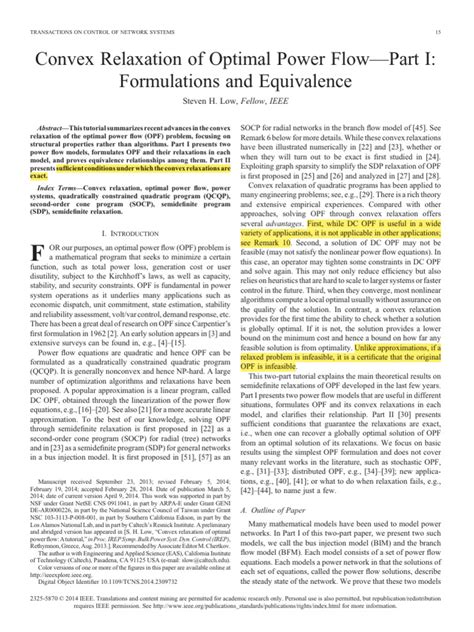 Convex Relaxation In Optimal Power Flow Pdf Matrix Mathematics Mathematical Optimization