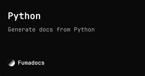 Python Fumadocs