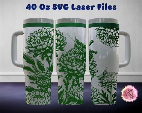 Aster And Grasshopper 40 Oz Tumbler Laser Svg File Seamless Tumbler