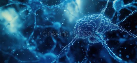 Neural Cell Structure Intricate Details Blue Tones Showcasing Neuron Connections And Synapses