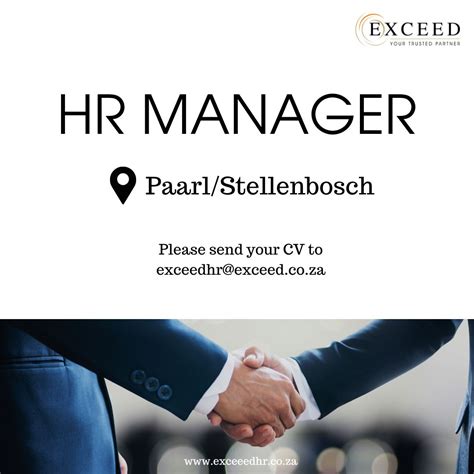 Vacancy For Hr Manager In Paarlstellenbosch Cape Winelands South