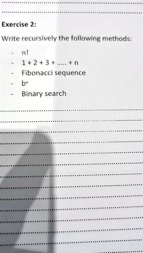 solved exercise 2 write recursively the following methods n 1 2 3