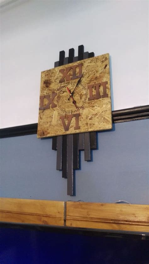 wall mounted diy osb industrial clock